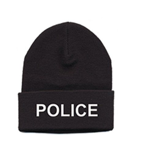Hero's Pride Watch Cap Black W/White Police