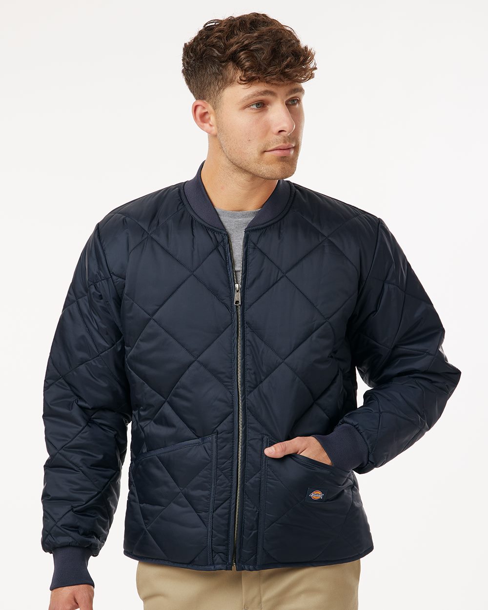 oherron.com: Dickies Diamond Quilted Jacket Navy