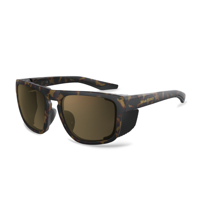 War Bird Dead Space Safety Glasses, Tortoise Matte Frame/Brown Lens